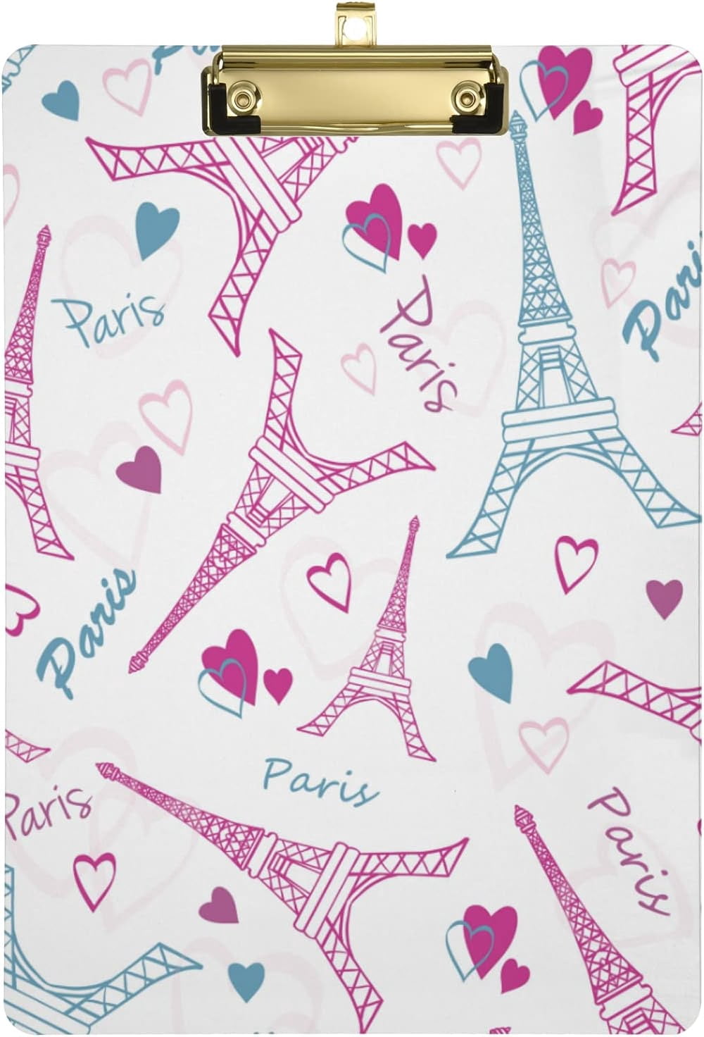 FMSHPON Eiffel Tower Paris Love Pink Clipboard Hardboard Wood Nursing ...
