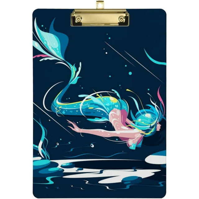 FMSHPON Fairy Mermaid Clipboard Hardboard Wood Nursing Clip Board and ...