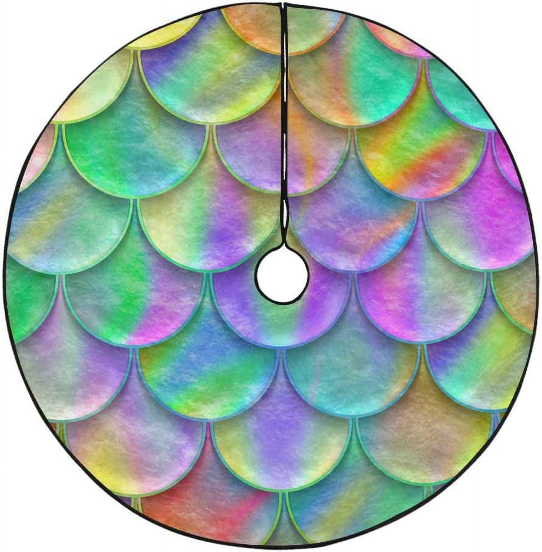 FMSHPON Fish Scales Colorful Xmas Christmas Tree Skirt Stand Mat for ...