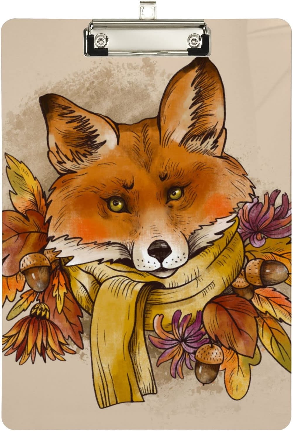 FMSHPON Floral Fox Retro Clipboard Hardboard Wood Nursing Clip Board ...