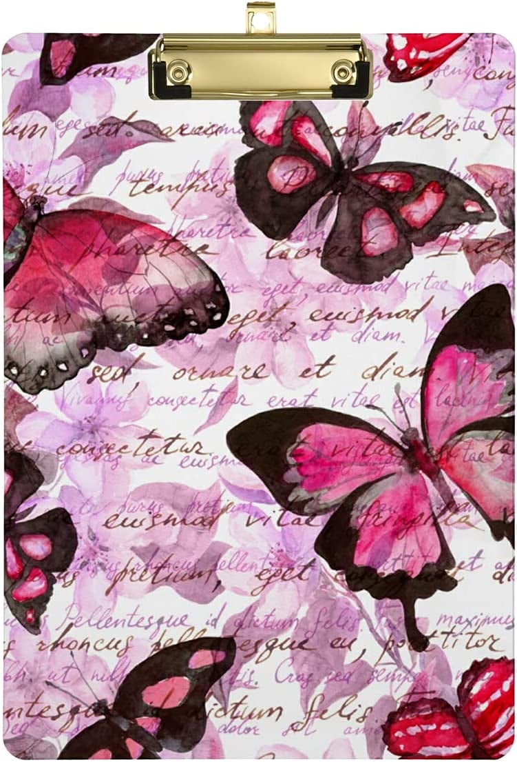FMSHPON Flowers Butterflies Clipboard Hardboard Wood Nursing Clip Board ...