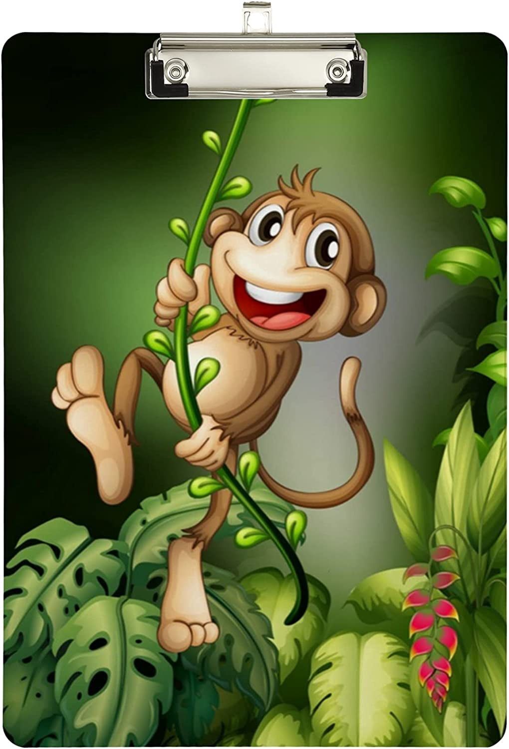 FMSHPON Funny Cute Monkey Hanging Forest Vine Print Clipboard Hardboard ...