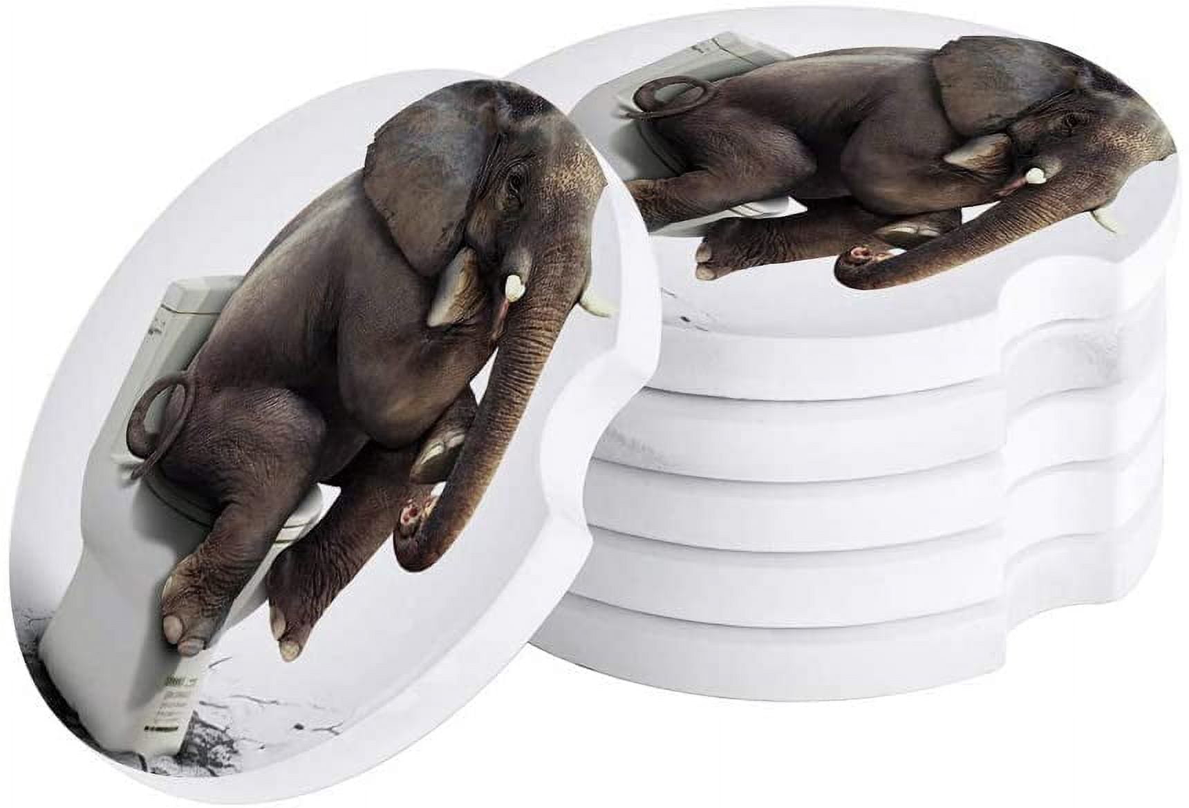 FMSHPON Funny Elephant Sitting on Toilet Set of 4 Car Coaster for ...