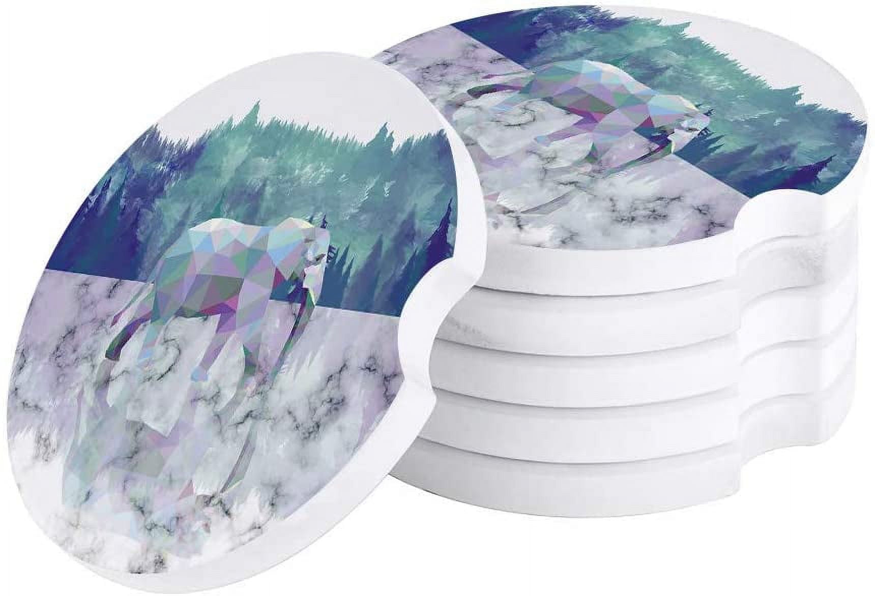 FMSHPON Geometry Elephant Forest Marble Texture Set of 2 Car Coaster ...