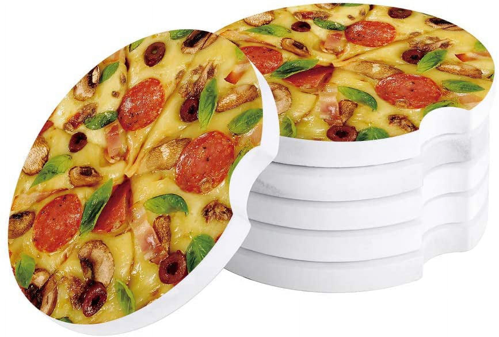 FMSHPON Giant Pizza Burrito Set of 4 Car Coaster for Drinks, Absorbent ...