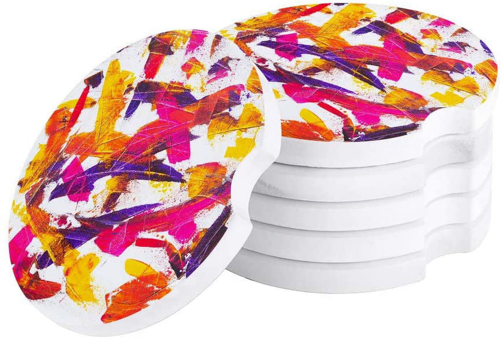 FMSHPON Graffiti Style Oil Painting Texture Set of 4 Car Coaster for ...