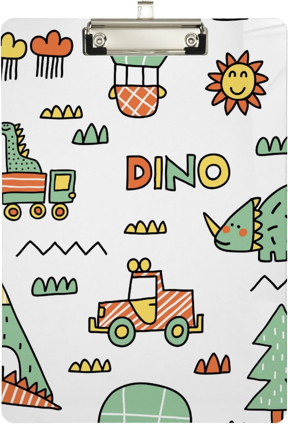 FMSHPON Green Dino Sun Car Clipboard Hardboard Wood Nursing Clip Board ...