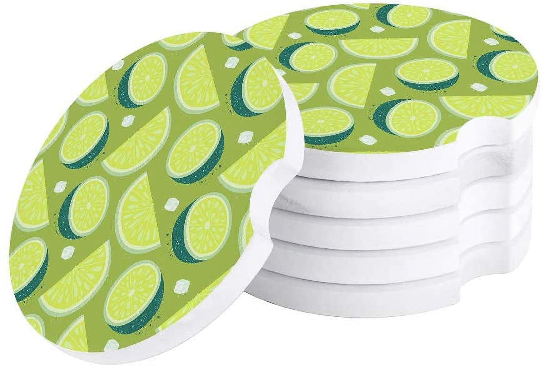 FMSHPON Green Fruit Lime Pattern Set of 2 Car Coaster for Drinks ...