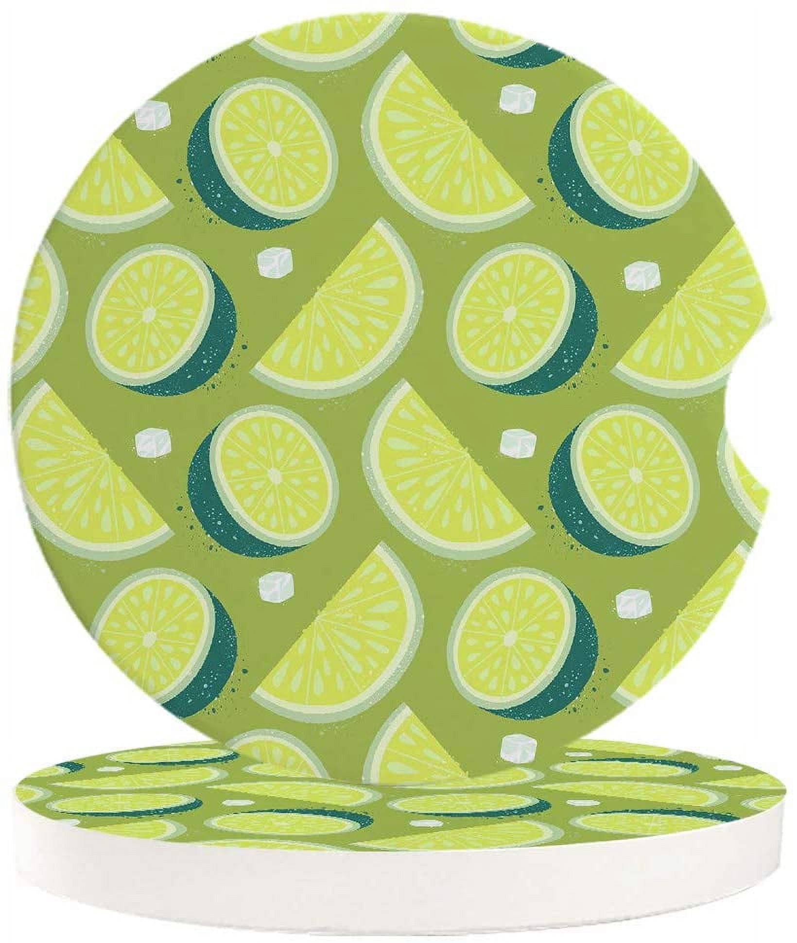 FMSHPON Green Fruit Lime Pattern Set of 6 Car Coaster for Drinks ...