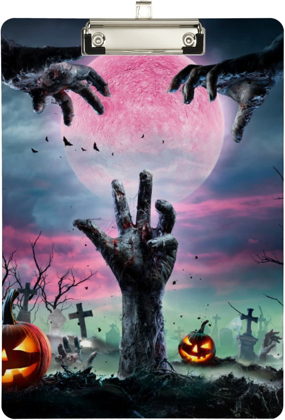 FMSHPON Halloween Graveyard Moon Hand Skeleton Pumpkin Clipboard ...