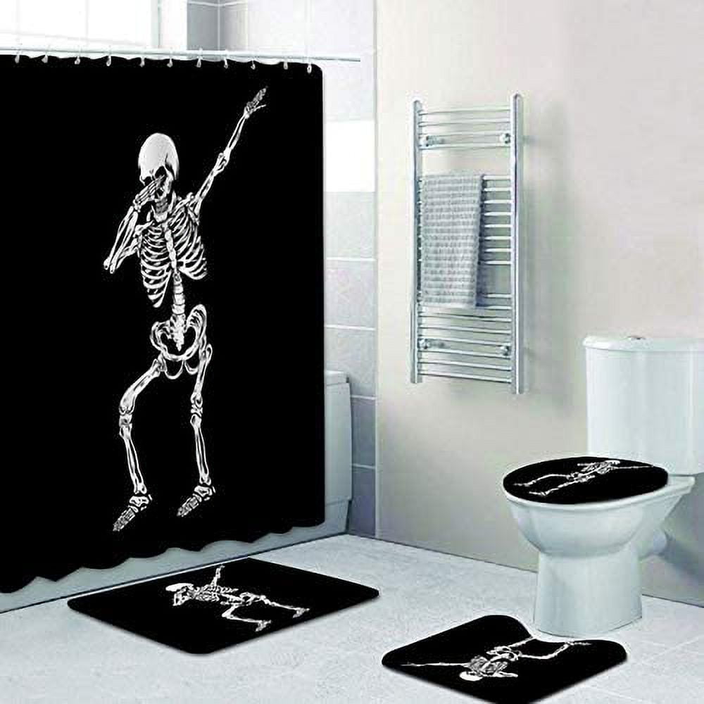 FMSHPON Halloween Skeleton Dabbing Skull Dab Gift 4 Piece Bathroom Set ...