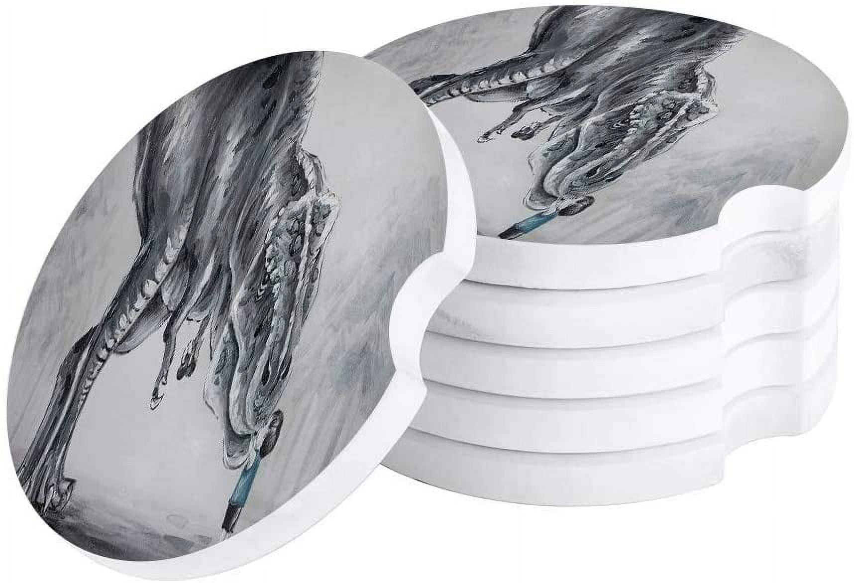 FMSHPON Hand Drawn Boy and Dinosaur in The Forest Set of 2 Car Coaster ...