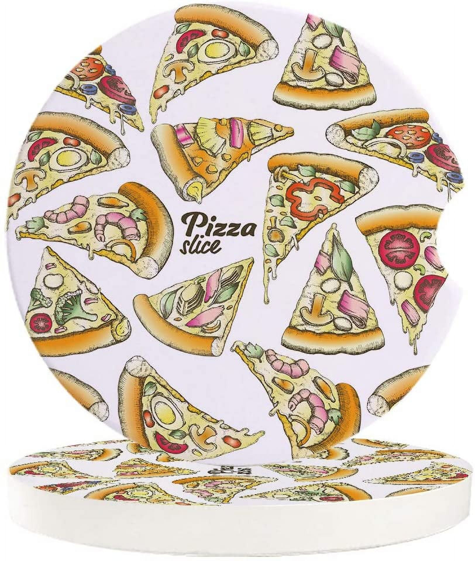 FMSHPON Hand Drawn Slice Pizza Burrito Set of 6 Car Coaster for Drinks ...
