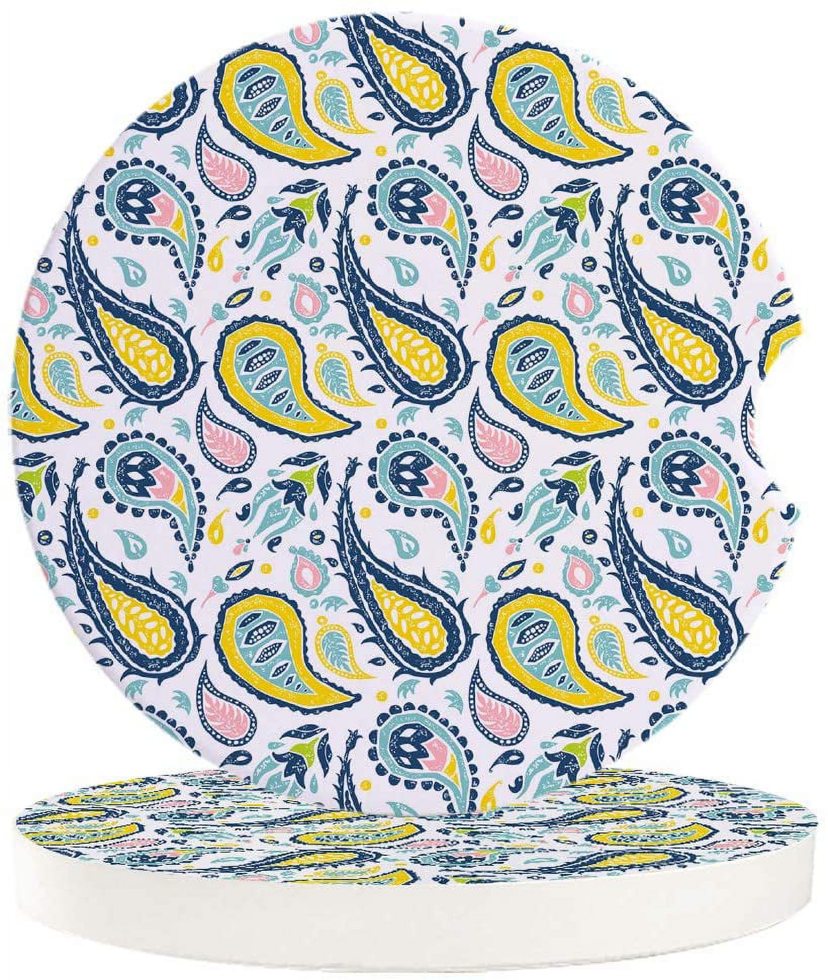 FMSHPON Hand Drawn Vintage Paisley Pattern White Set of 6 Car Coaster ...