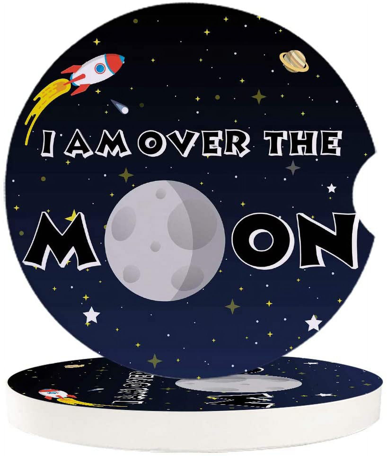 FMSHPON I Am Over The Moon Rocket Space Universe Set of 6 Car Coaster ...