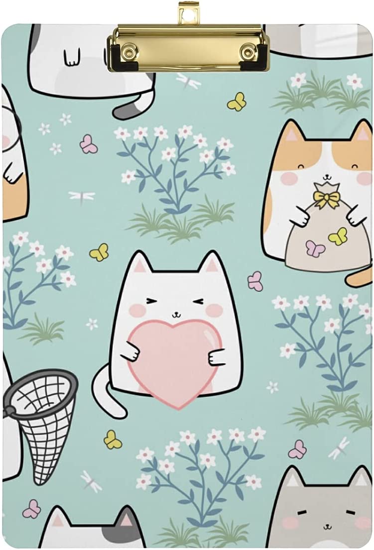 FMSHPON Kawaii Cute Cat Clipboard Hardboard Wood Nursing Clip Board and ...