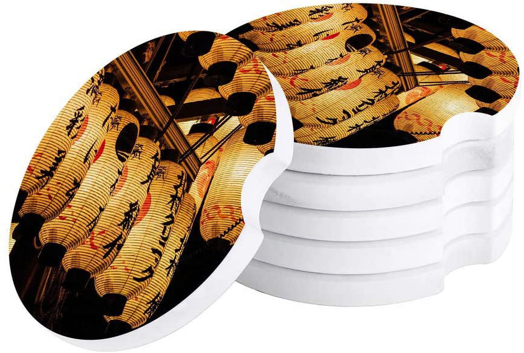 FMSHPON Lantern Scene at Night Set of 2 Car Coaster for Drinks ...
