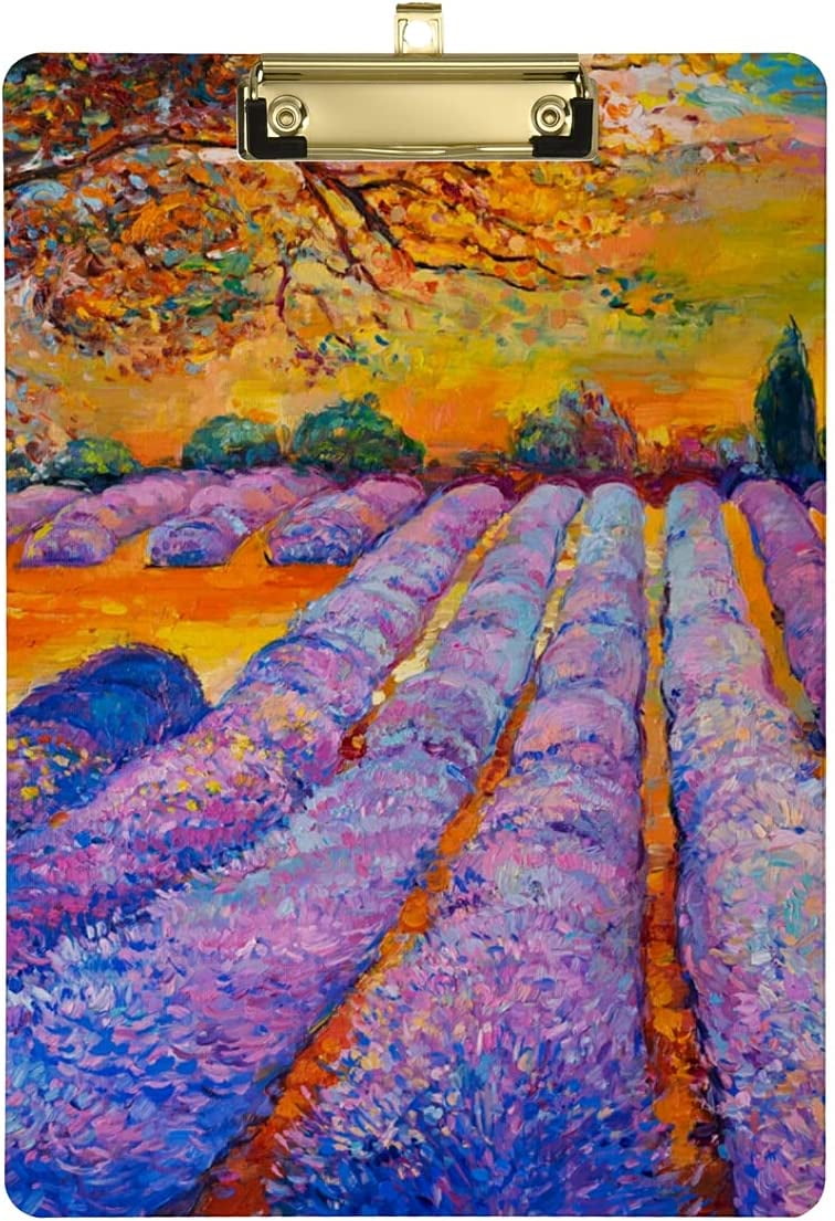 FMSHPON Lavender Field Clipboard Hardboard Wood Nursing Clip Board and ...