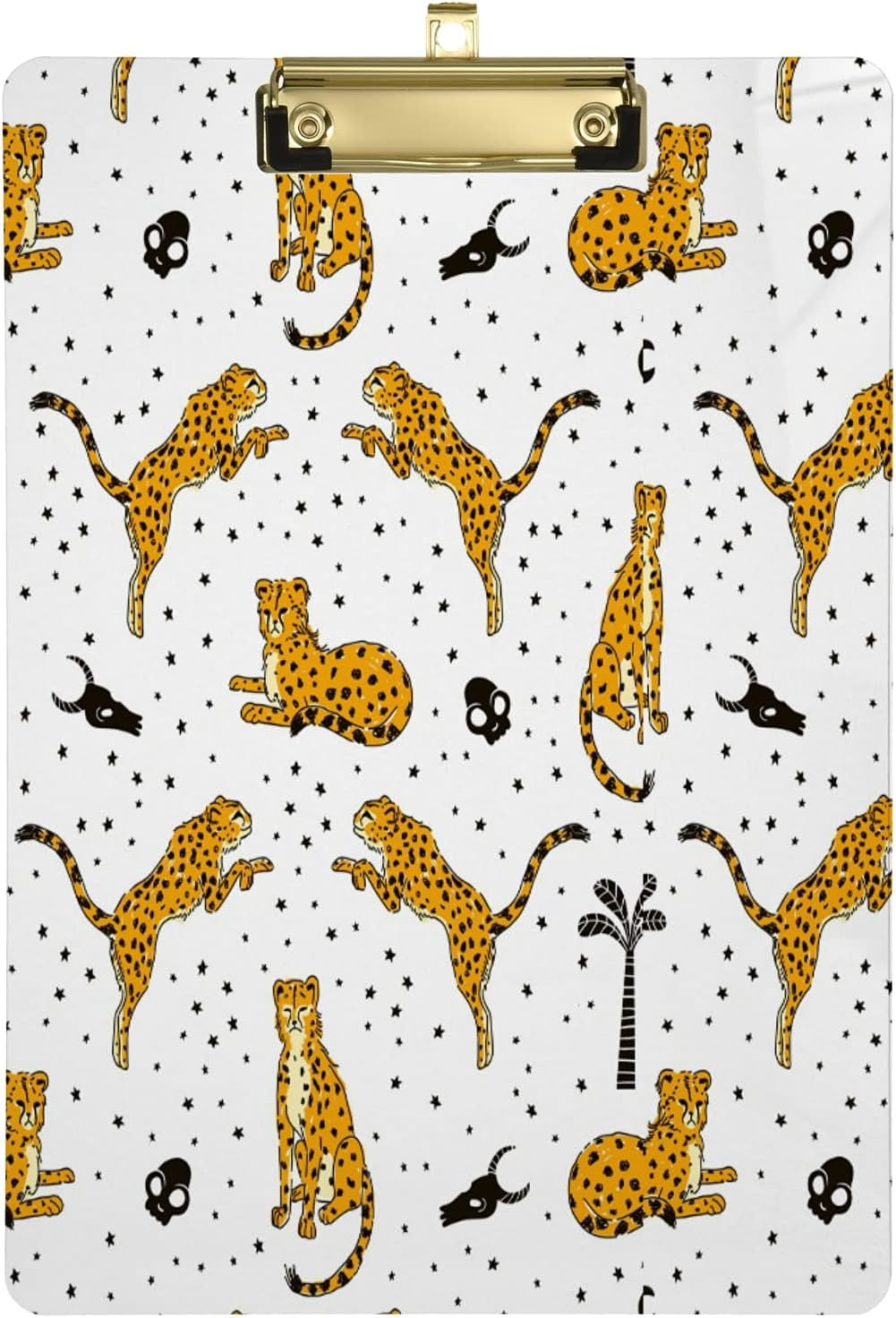 FMSHPON Leopard Star Skull Palm Clipboard Hardboard Wood Nursing Clip Board and Pull for ...