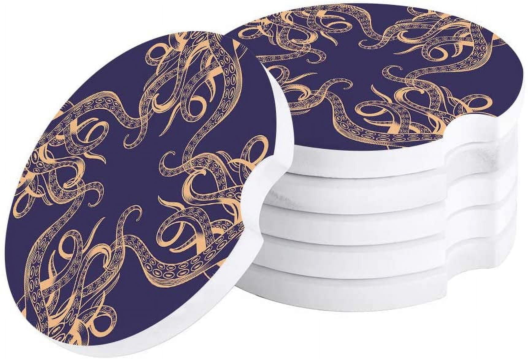 FMSHPON Life Octopus Tentacles Purple Set of 2 Car Coaster for Drinks ...