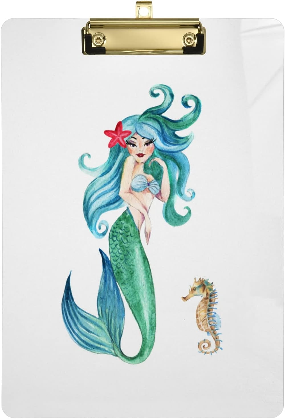 FMSHPON Mermaid Seahorse Clipboard Hardboard Wood Nursing Clip Board ...