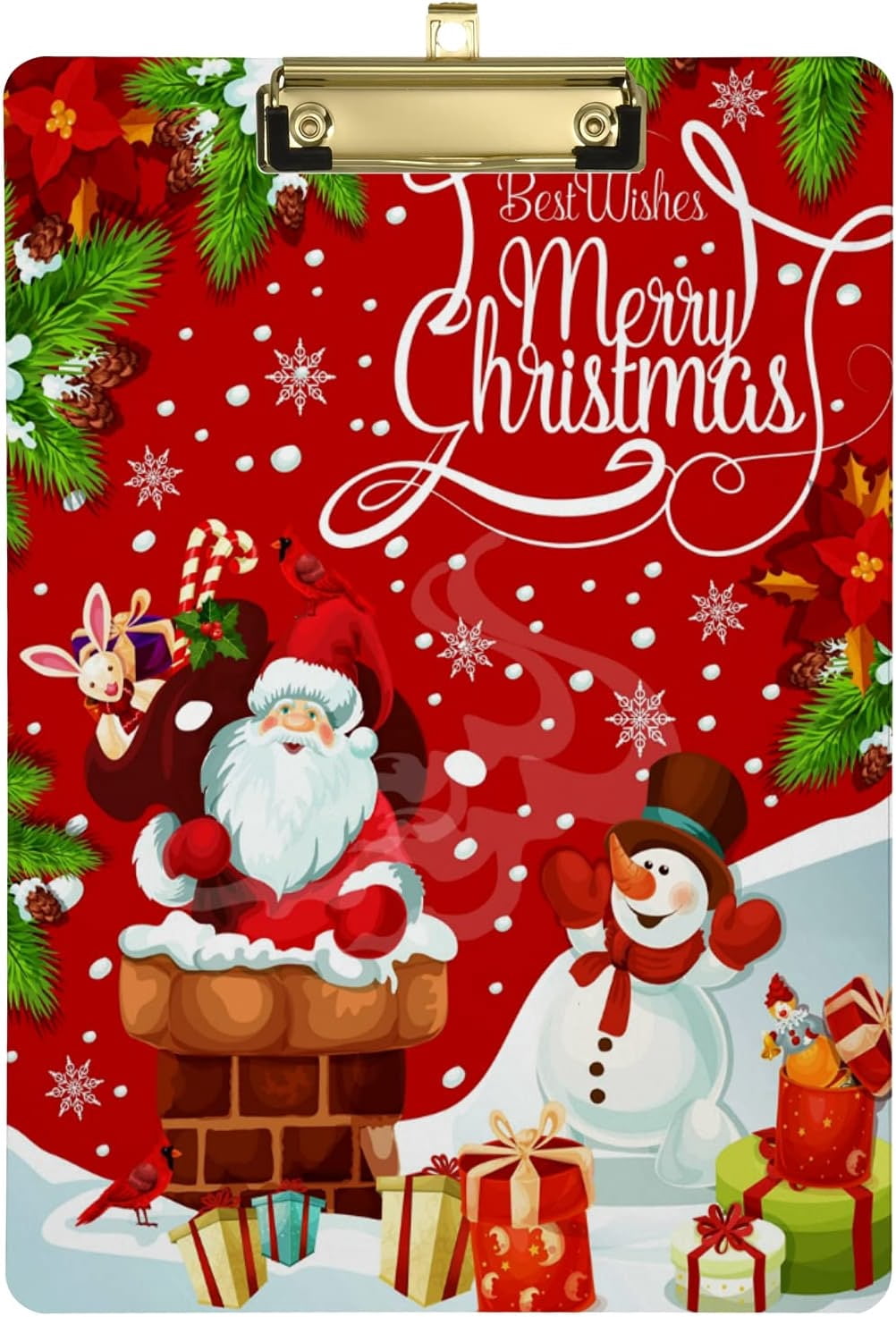 FMSHPON Merry Christmas Santa Claus Snowman Red Winter Clipboard ...