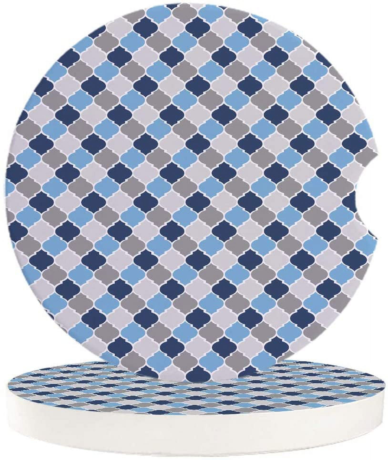 FMSHPON Moroccan Blue Gray Geometric Lattice Set of 6 Car Coaster for ...