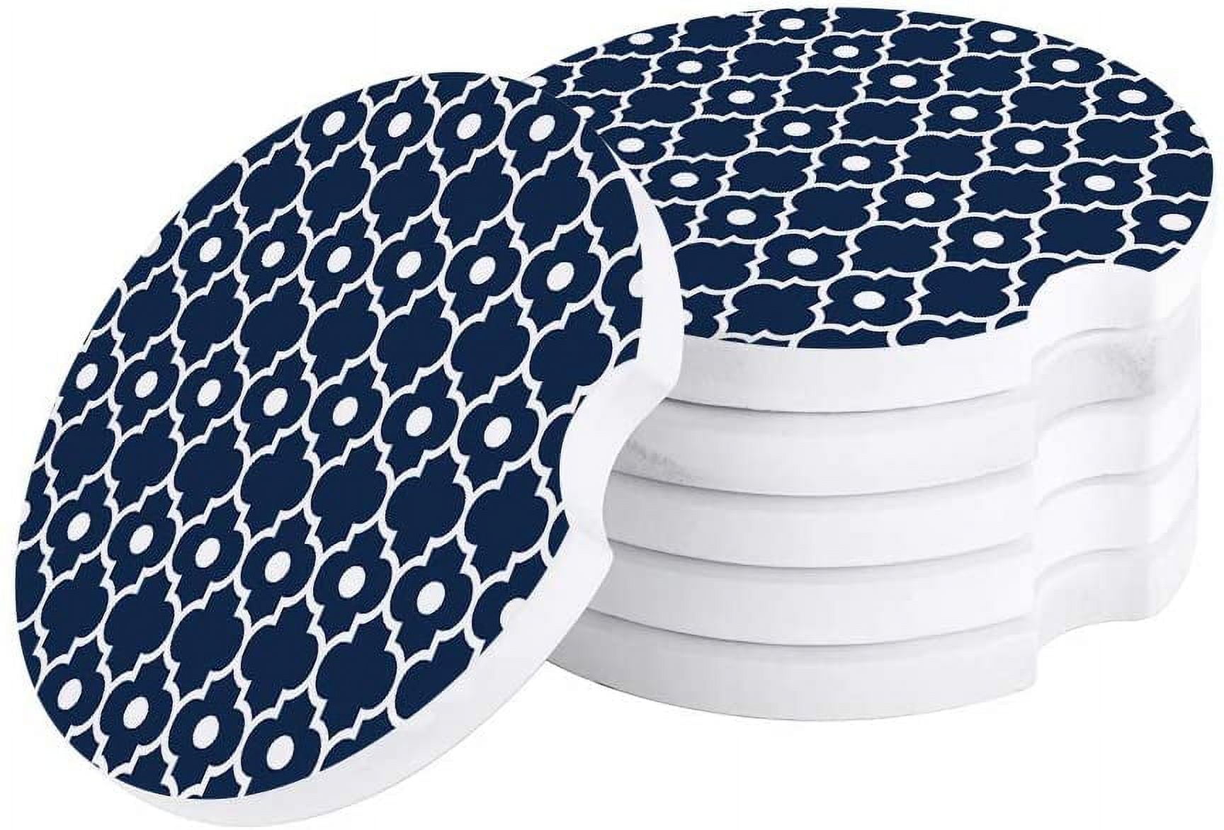 FMSHPON Morocco Pearl Printed Blue Set of 2 Car Coaster for Drinks ...