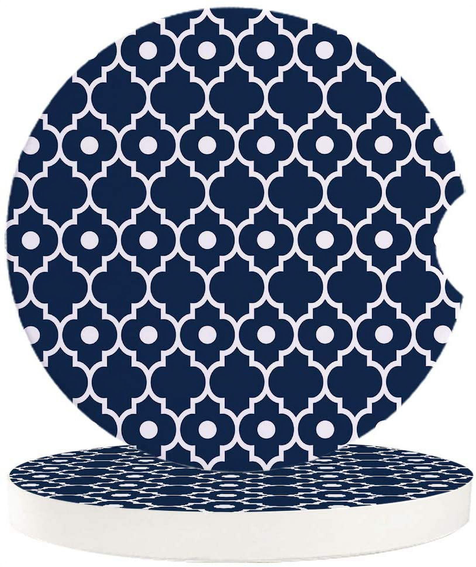 FMSHPON Morocco Pearl Printed Blue Set of 6 Car Coaster for Drinks ...