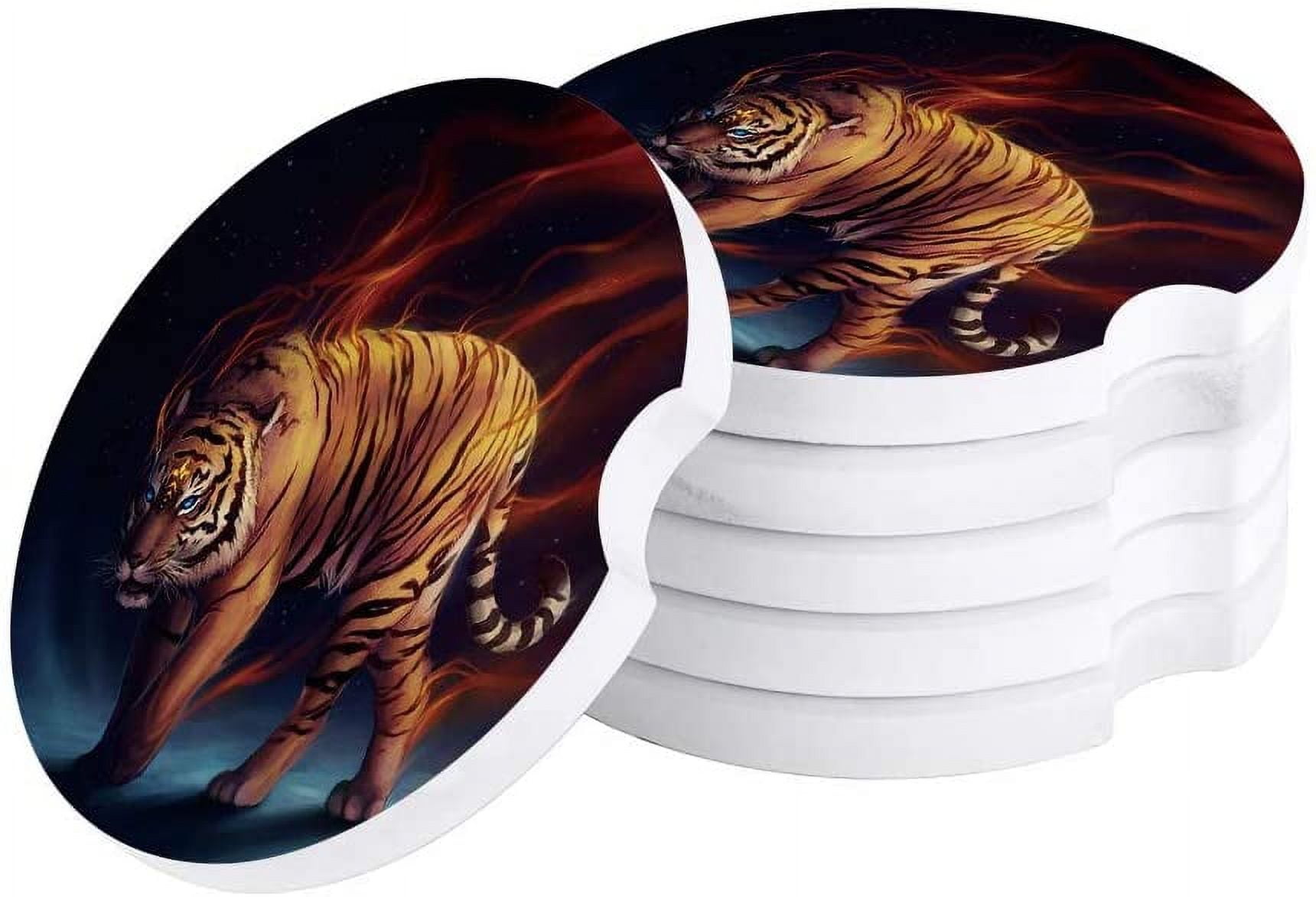 FMSHPON Mysterious Bengal Tiger Set of 4 Car Coaster for Drinks ...