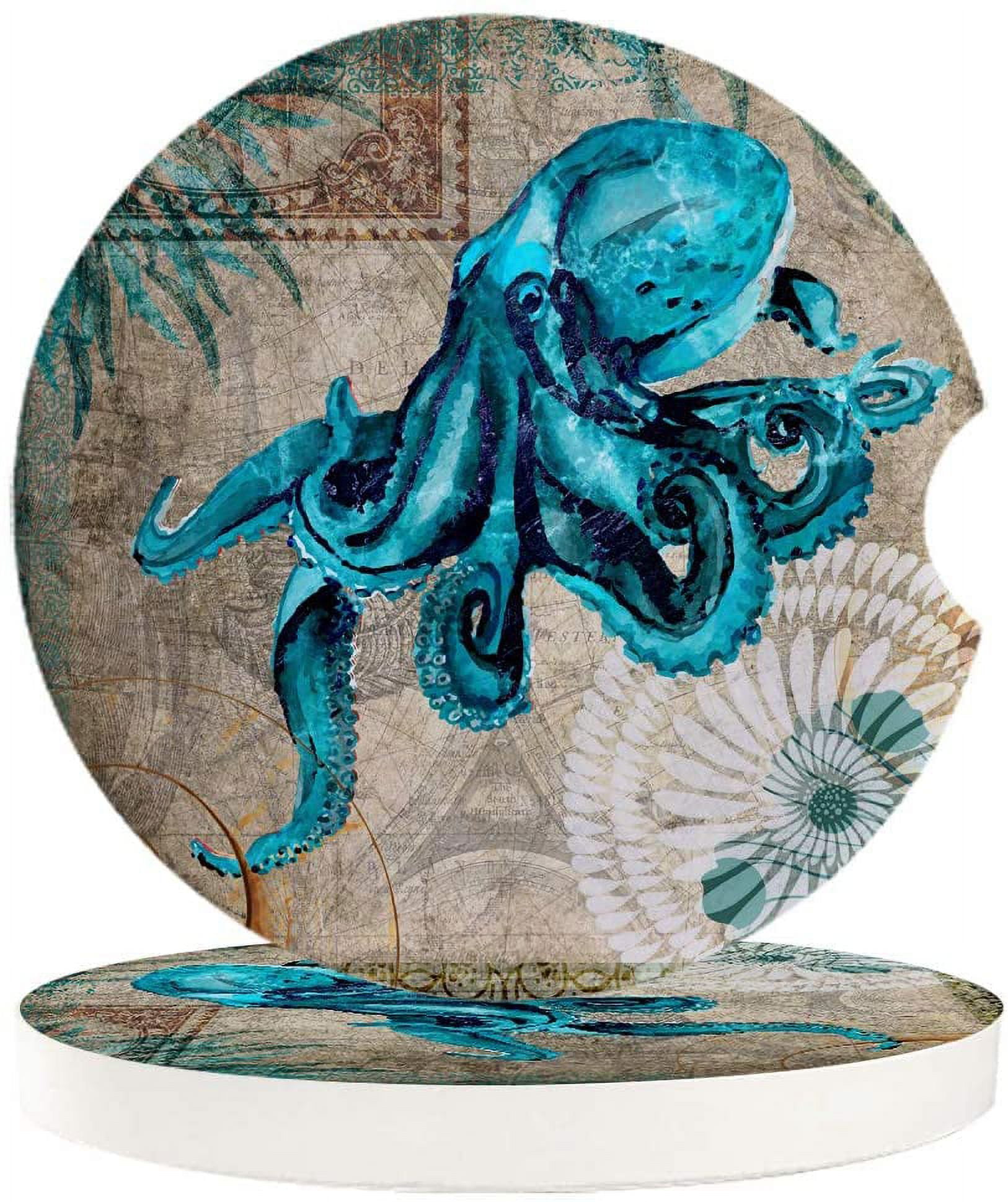 FMSHPON Nautical Theme Ocean Octopus Retro Set of 6 Car Coaster for ...