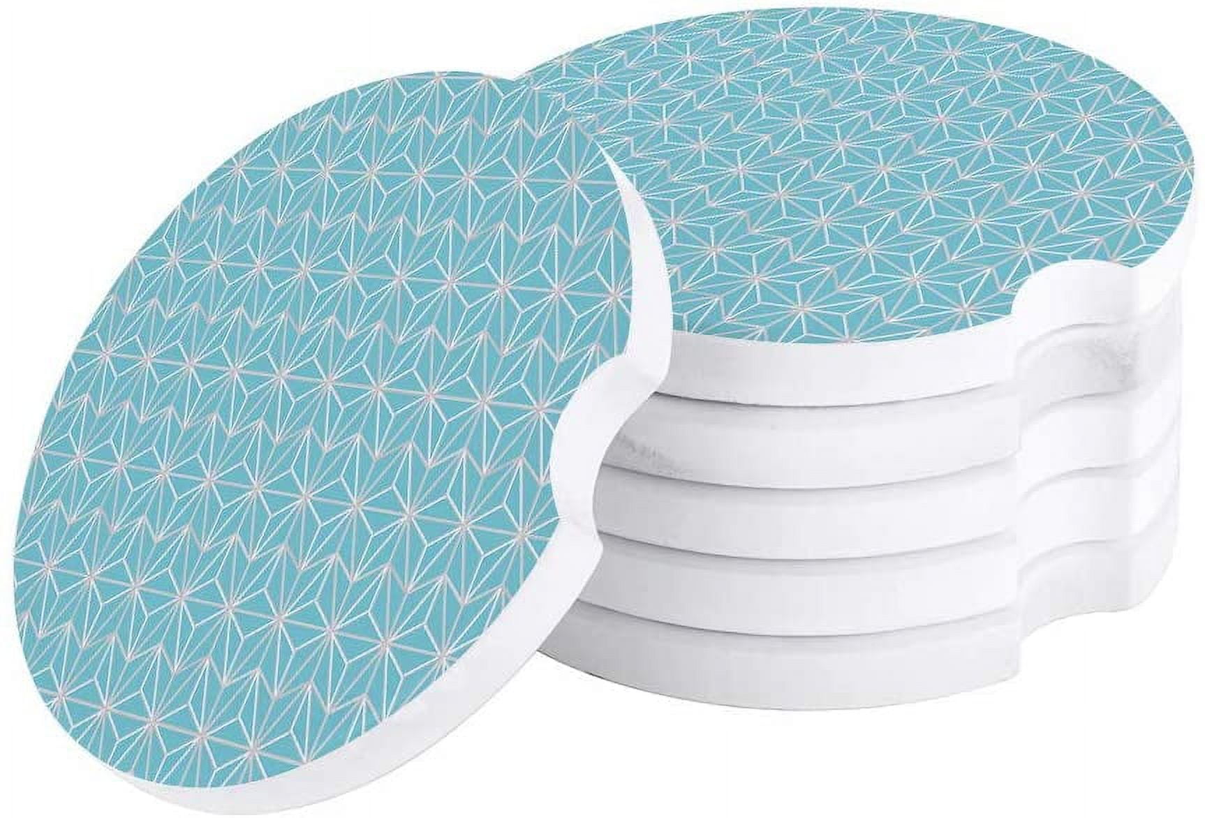 FMSHPON Nordic Style Geometric Pattern Teal Green Set of 4 Car Coaster ...
