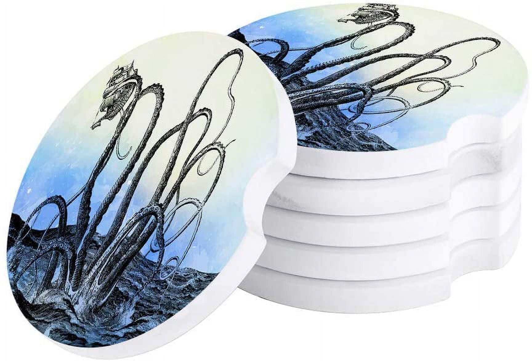 FMSHPON Octopus Tentacles and Old Boat in Ocean Waves Set of 2 Car ...