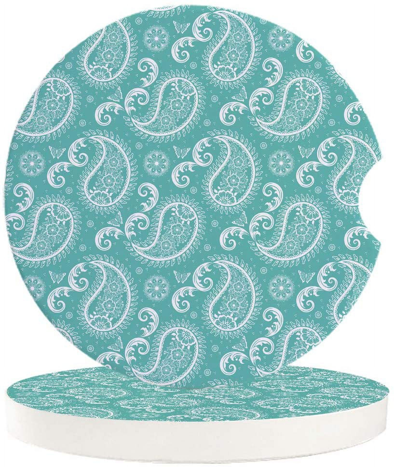 FMSHPON Paisley Pattern Set of 6 Car Coaster for Drinks, Absorbent ...