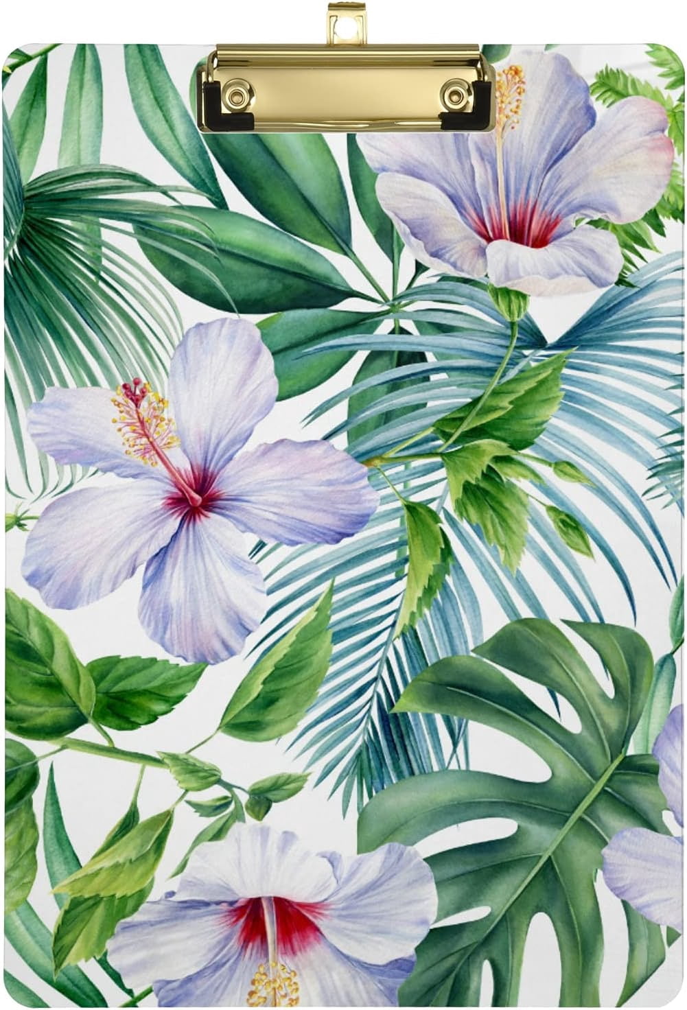 FMSHPON Palm Leaves Tropical Flowers White Hibiscus Clipboard Hardboard ...
