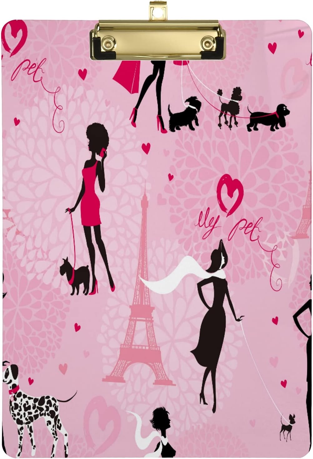 FMSHPON Paris Eiffel Tower Silhouette Dog Pink Clipboard Hardboard Wood ...