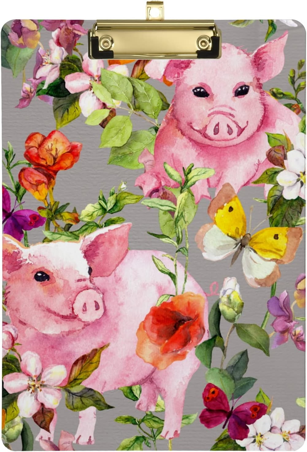 FMSHPON Pigs Summer Flowers Butterflies Clipboard Hardboard Wood ...