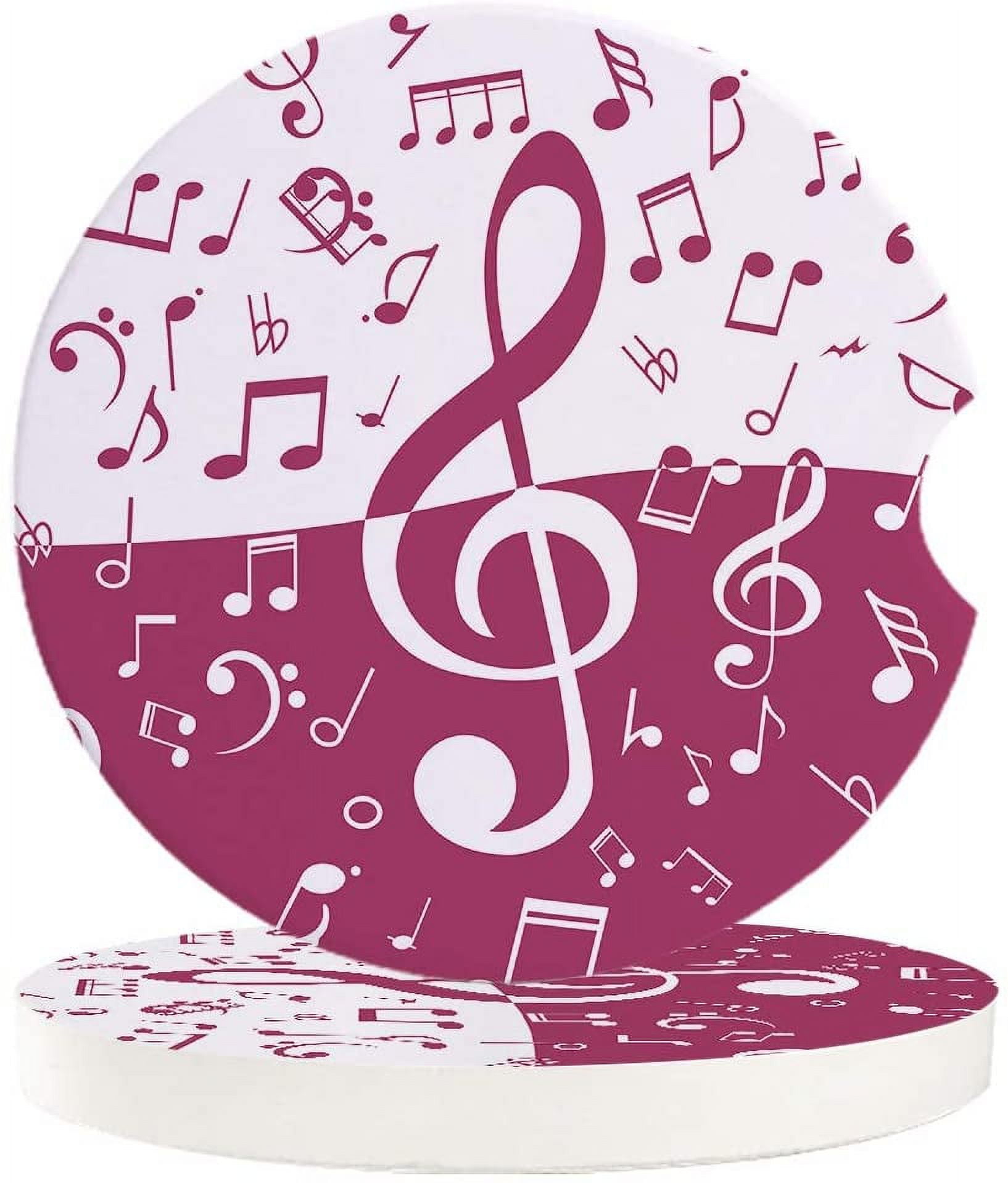 FMSHPON Pink Musical Note Pattern Set of 6 Car Coaster for Drinks ...