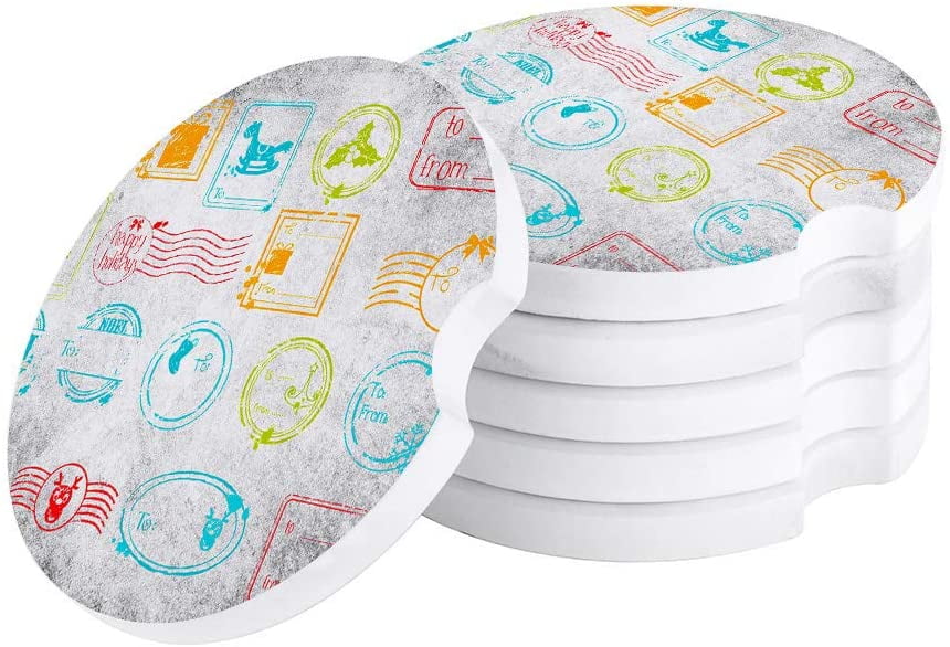 FMSHPON Postmark on Mottled Walls Set of 4 Car Coaster for Drinks ...