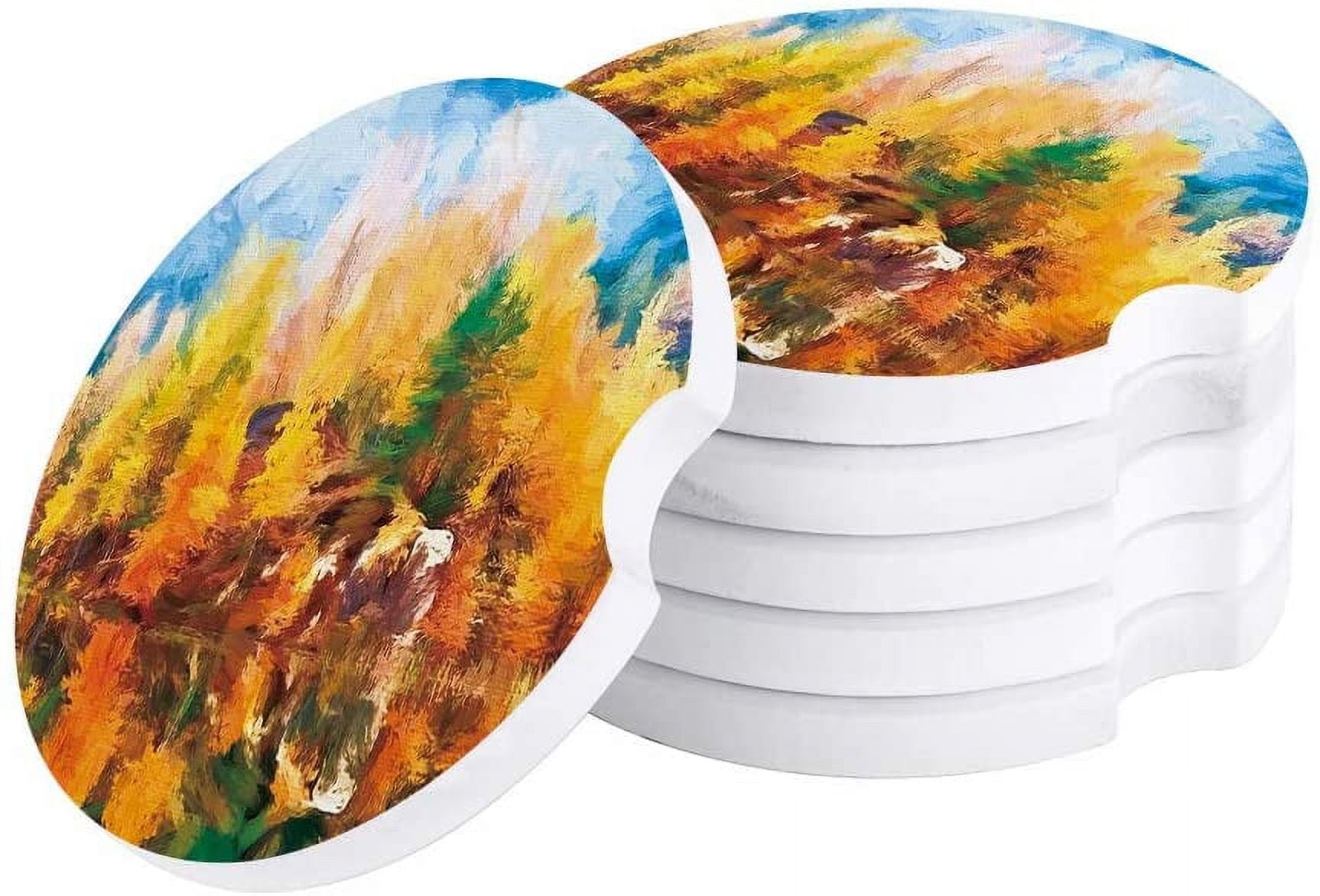 FMSHPON Reflection of Trees in The Pond Set of 2 Car Coaster for Drinks ...