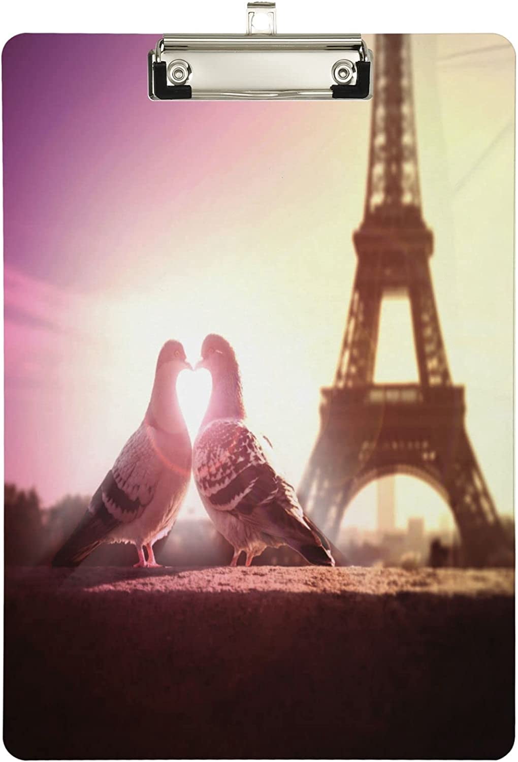 FMSHPON Romantic Paris Couple Dove Eiffel Tower Clipboard Hardboard ...