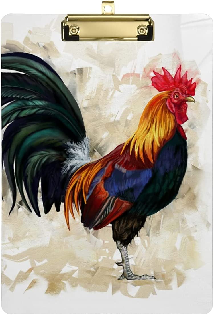 FMSHPON Rooster Chicken Clipboard Hardboard Wood Nursing Clip Board and ...