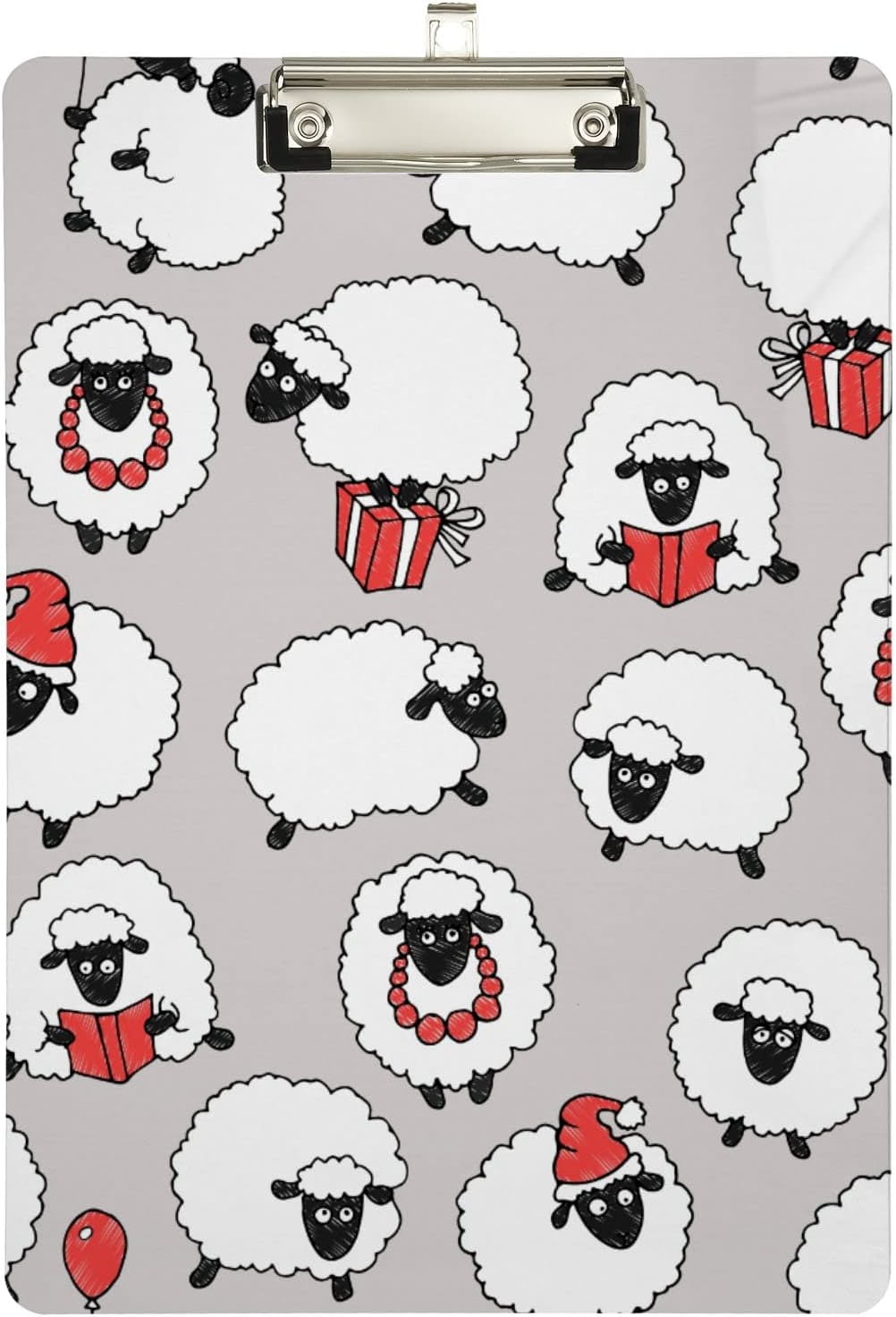 FMSHPON Santa Xmas Sheep Clipboard Hardboard Wood Nursing Clip Board ...
