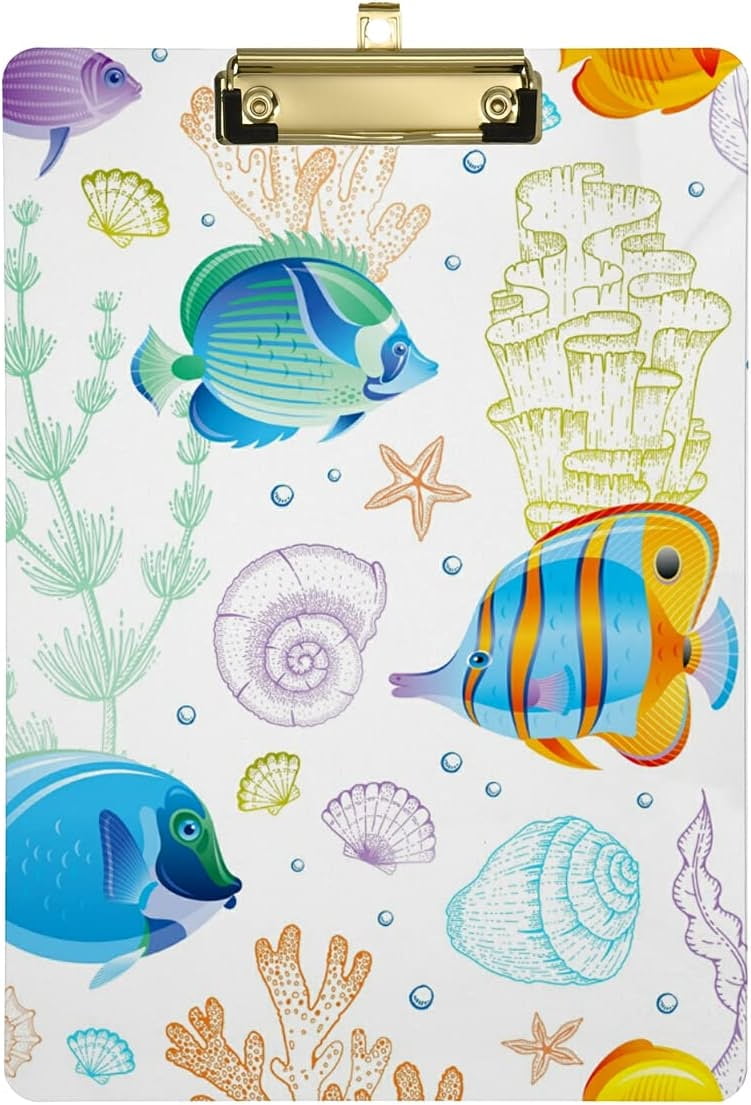 FMSHPON Sea Fish Clipboard Hardboard Wood Nursing Clip Board and Pull ...
