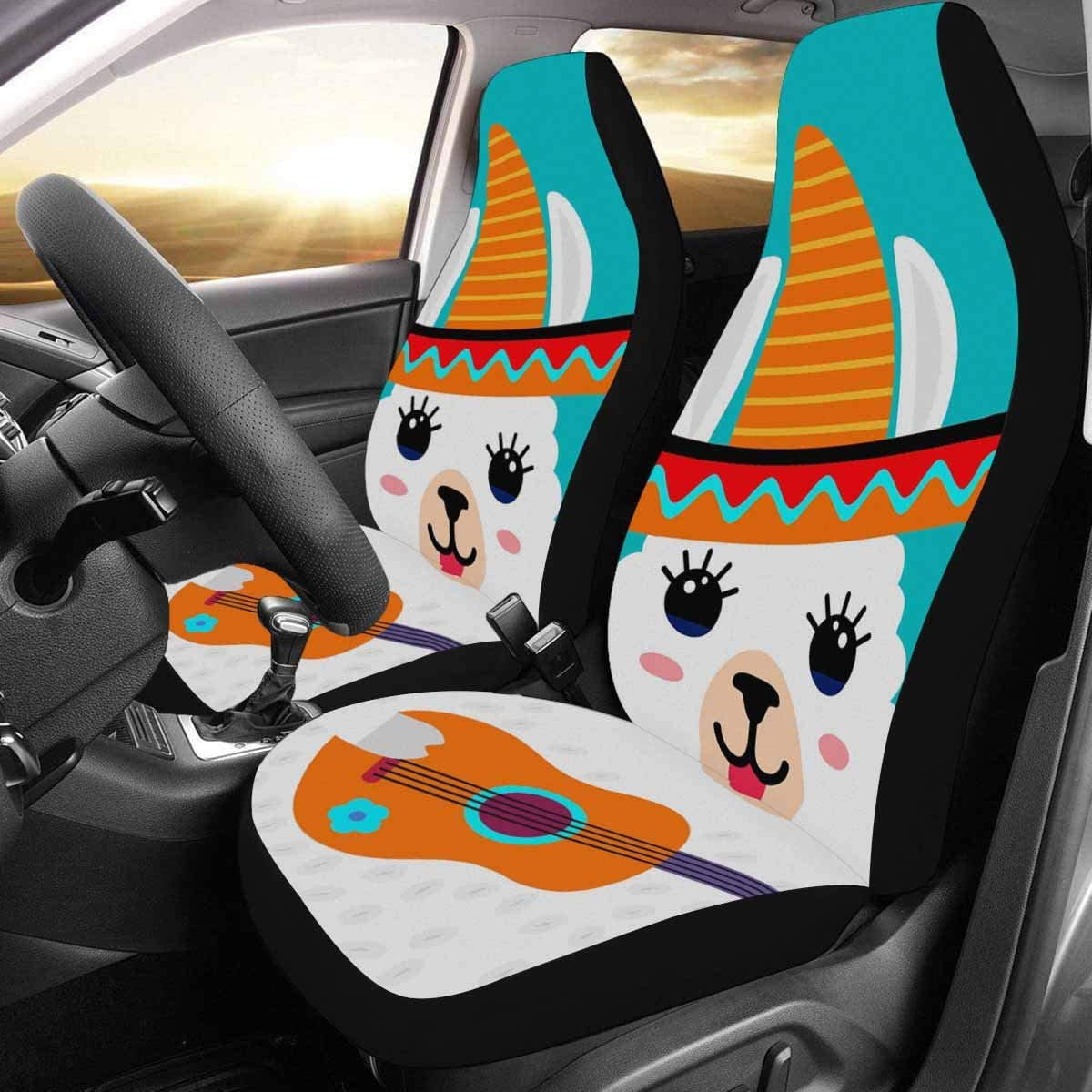 FMSHPON Set of 2 Car Seat Covers A Funny Muzzle The Llama Alpaca A Self ...