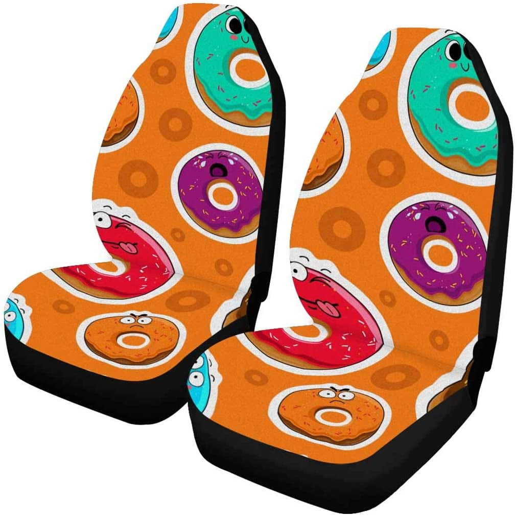 FMSHPON Set of 2 Car Seat Covers Cartoon Donut Cute Characters Face ...