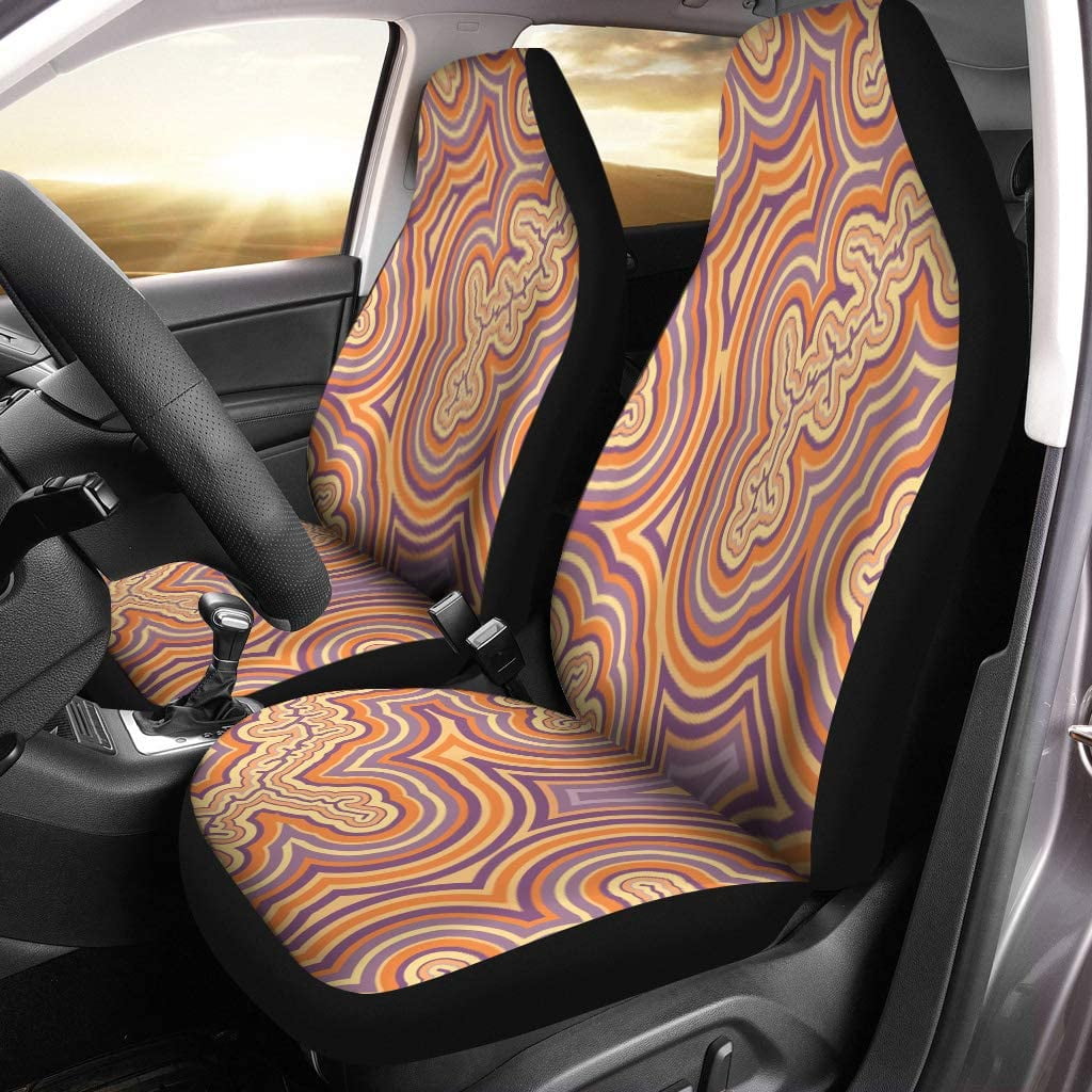 FMSHPON Set of 2 Car Seat Covers Orange African Agate Geodes Pink ...