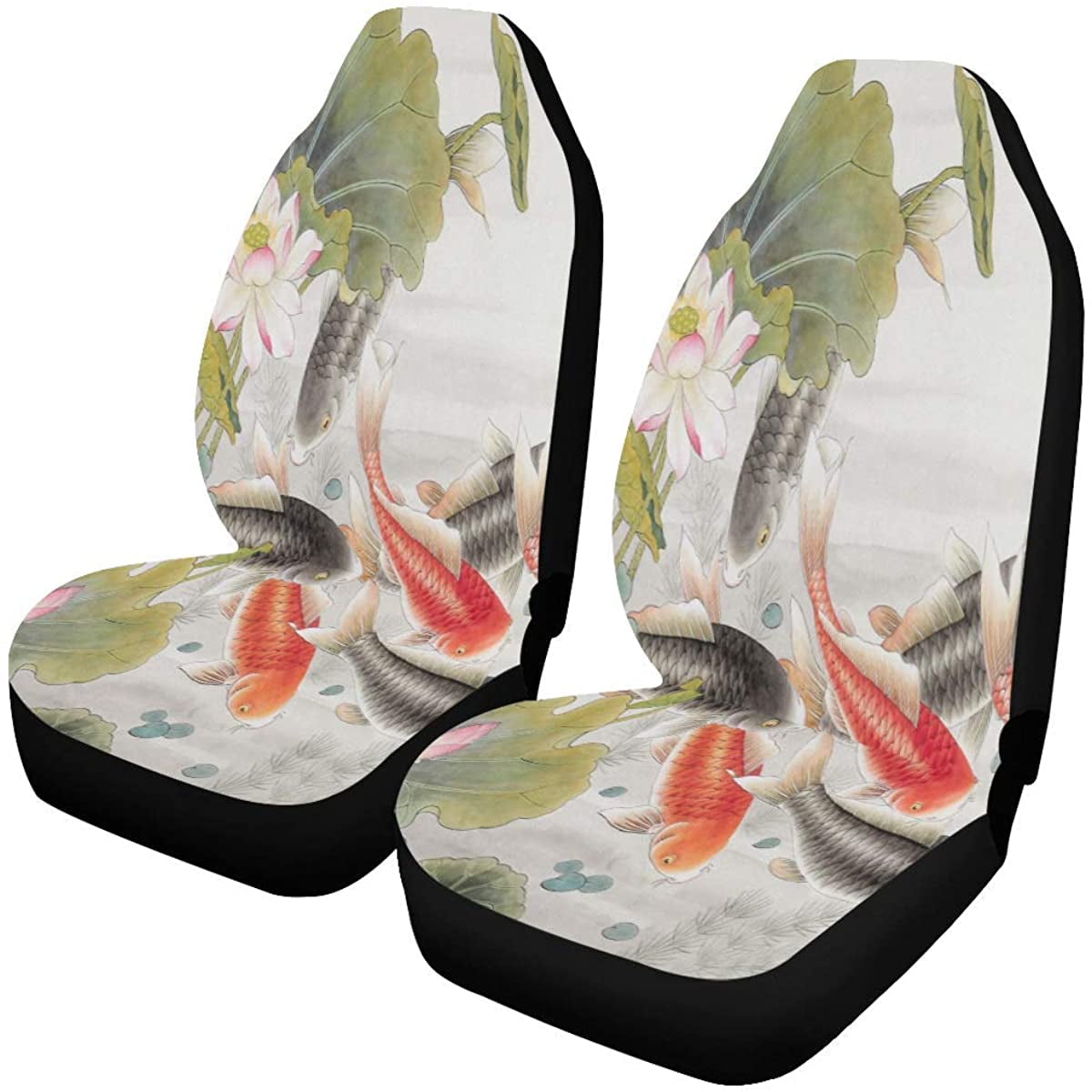 FMSHPON Set of 2 Car Seat Covers Funny Goldfish and Koi Fish Universal ...