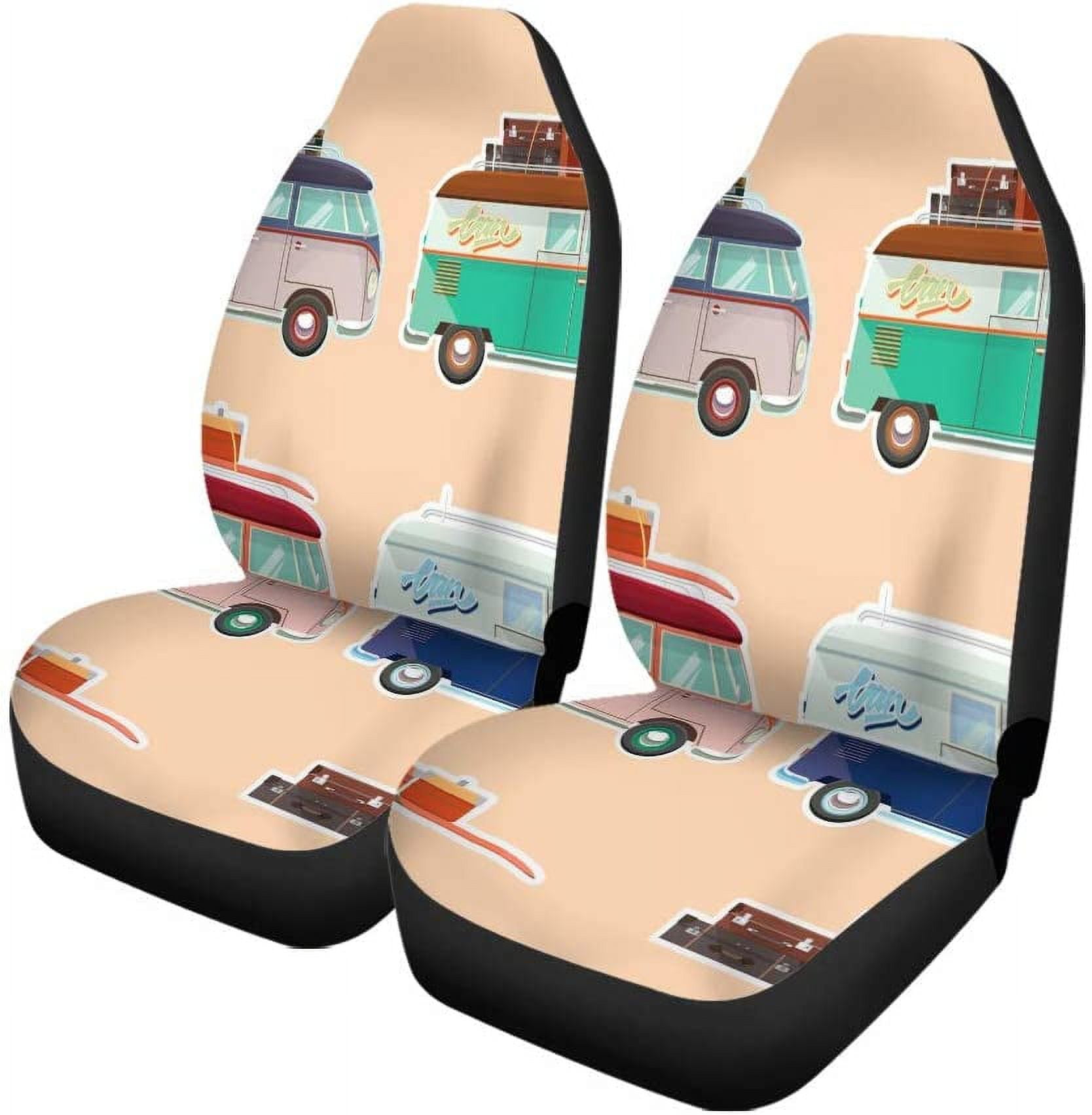 FMSHPON Set of 2 Car Seat Covers Hand Painted Bus Universal Auto Front ...