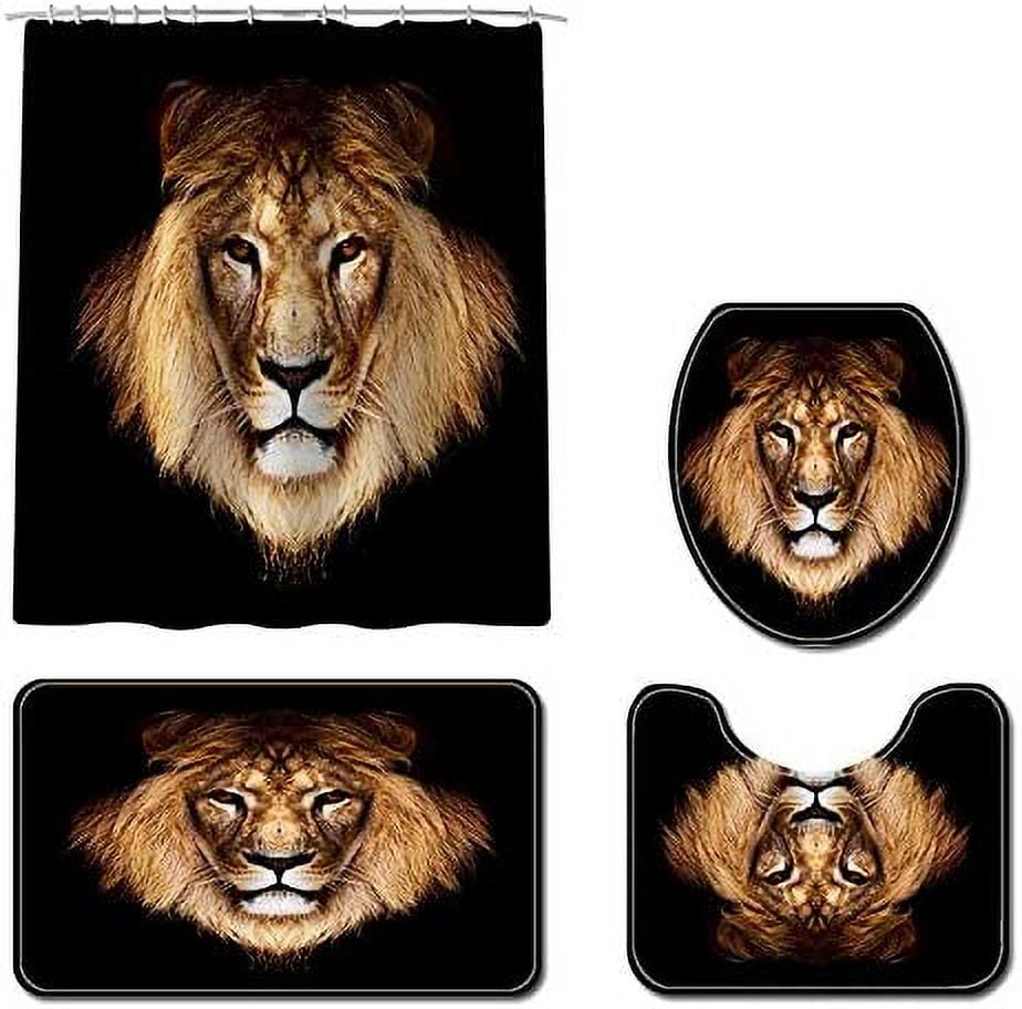 FMSHPON Simulation 4 Piece Bathroom Set Shower Curtain Bath Rug Contour ...